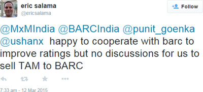 Eric Salama slams MxM report. Says no selling TAM to BARC. MxMIndia ...